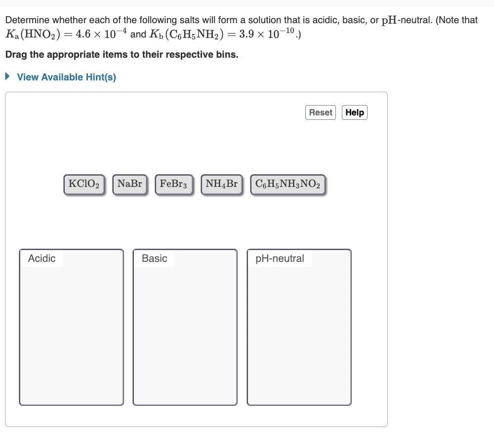 Solved Determine whether each of the following salts will | Chegg.com