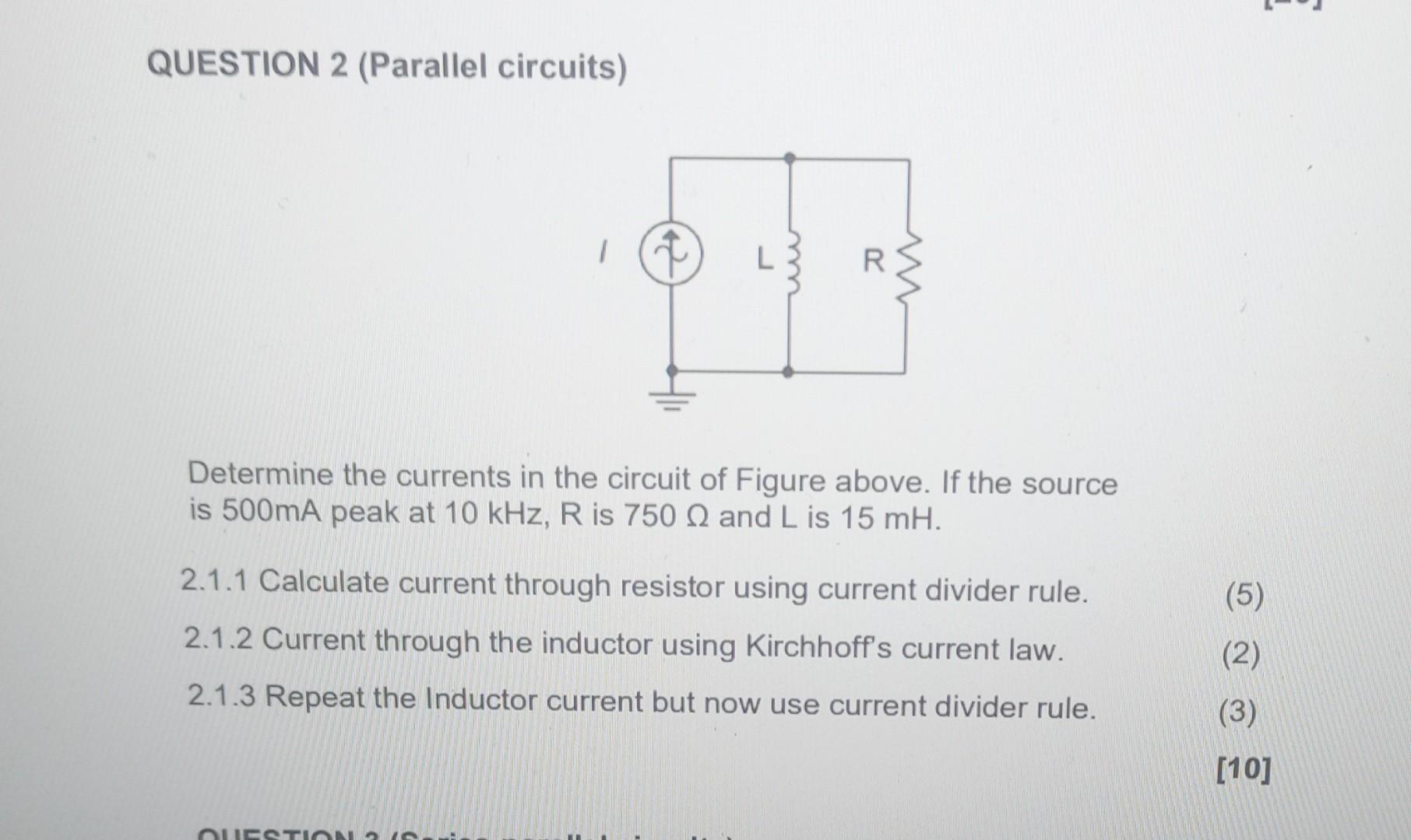Solved QUESTION 2 (Parallel circuits) Determine the currents | Chegg.com