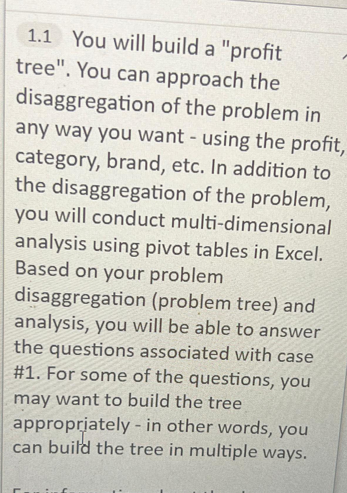 Solved 1.1 ﻿You will build a "profit tree". You can approach | Chegg.com