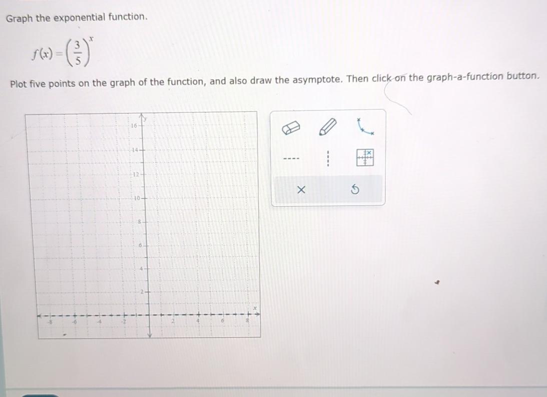 Solved Graph the exponential function.f(x)=(35)xPlot five | Chegg.com