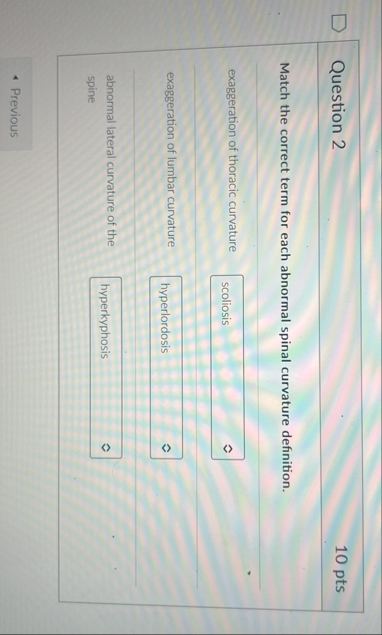 Solved Question 210 ﻿ptsMatch the correct term for each | Chegg.com