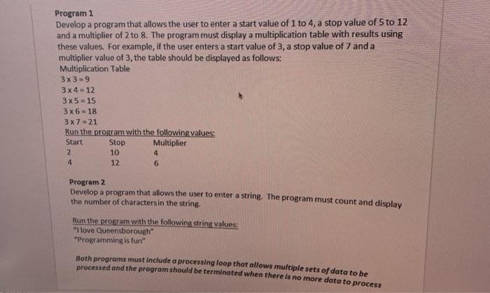 Solved Program 1 Develop a program that allows the user to | Chegg.com
