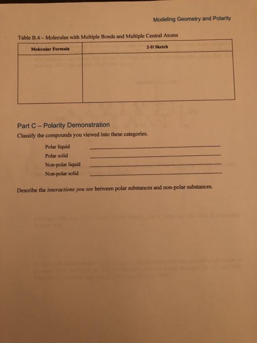 Solved Modeling Geometry and Polarity Table B.4 - Molecules | Chegg.com