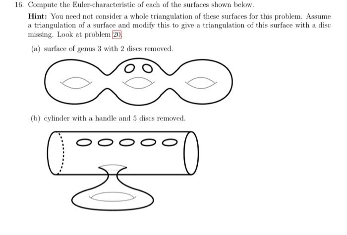 Solved 16. Compute the Euler-characteristic of each of the | Chegg.com