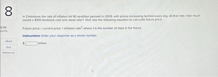 Solved 8 9.09 points eBook Print References In Zimbabwe the | Chegg.com