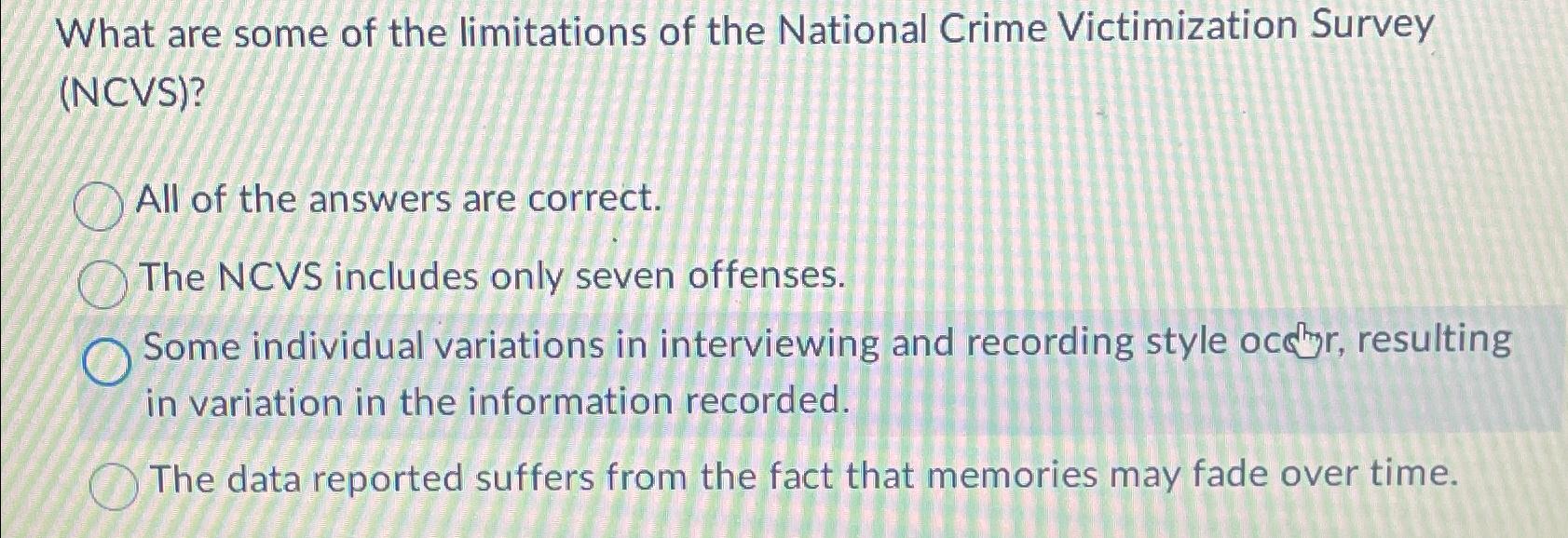 Solved What Are Some Of The Limitations Of The National