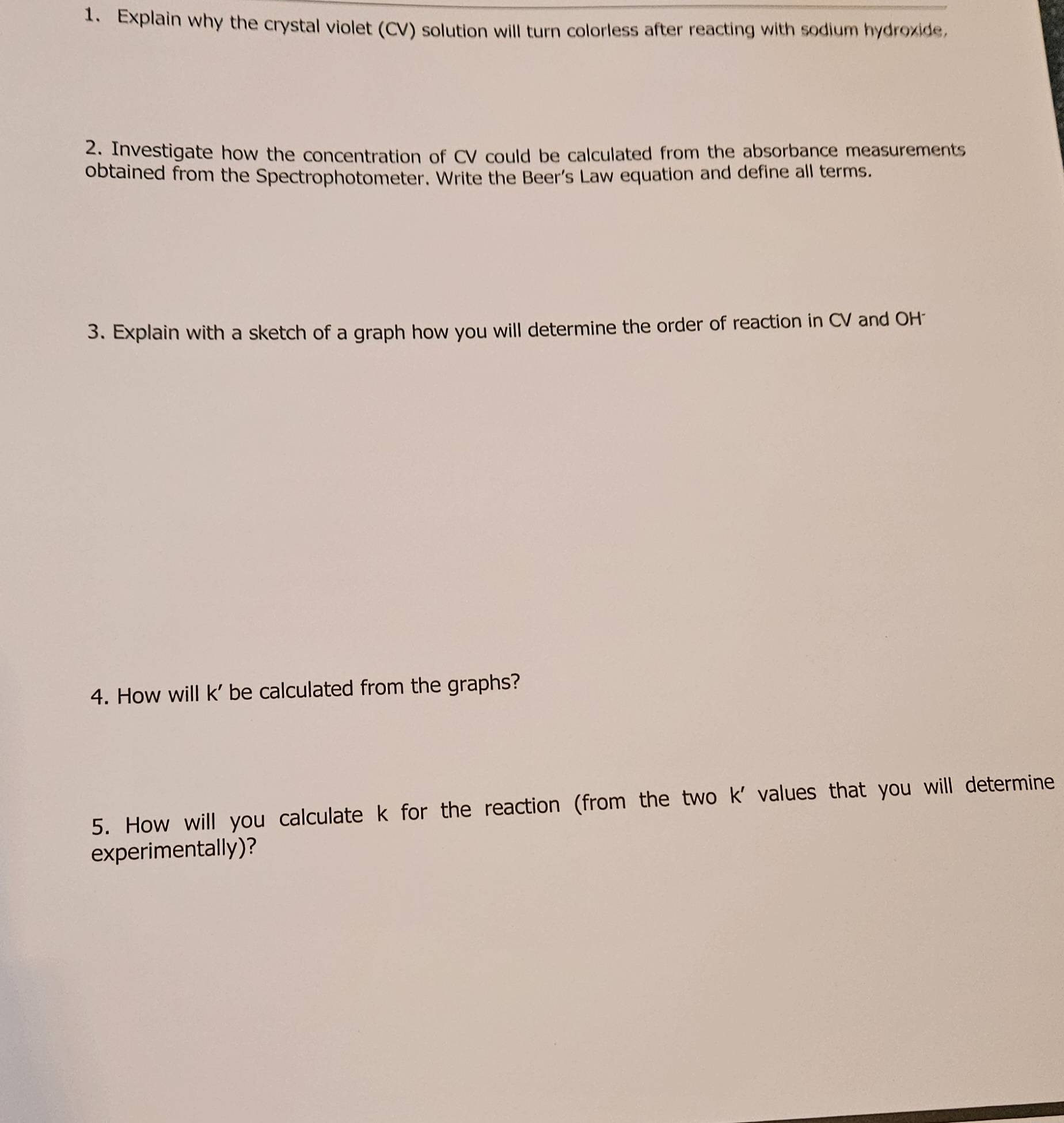 Solved 1. ﻿Explain why the crystal violet (CV) ﻿solution | Chegg.com
