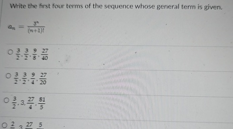 Solved Write the first four terms of the sequence whose | Chegg.com