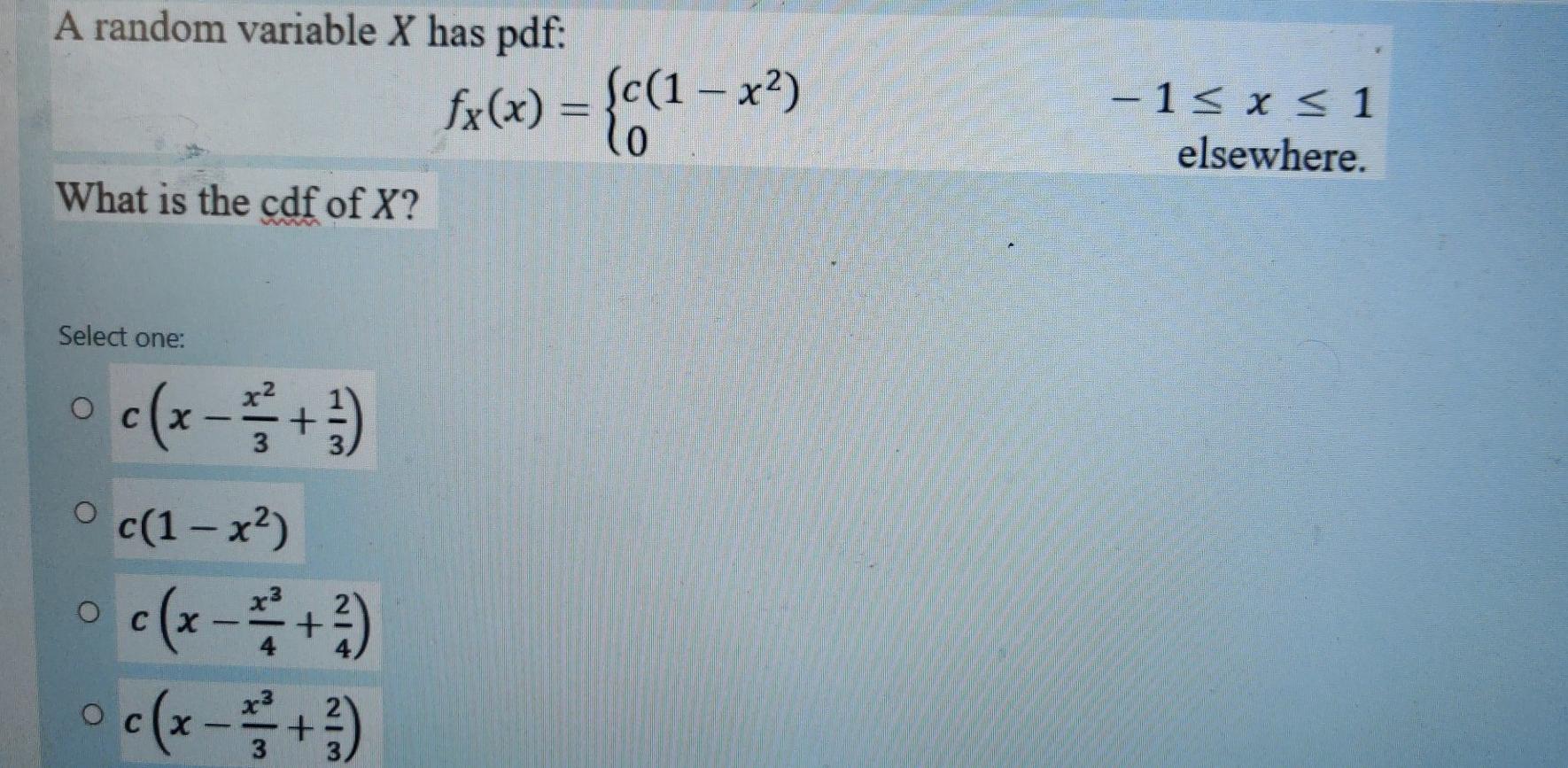 Solved A random variable X has pdf: fx (x) - 1 | Chegg.com