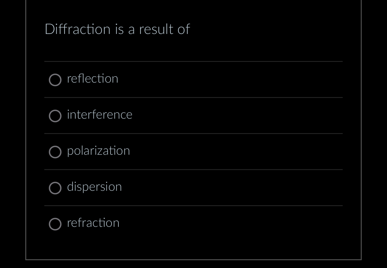 Solved Diffraction is a result of | Chegg.com