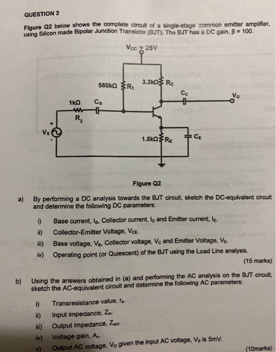 Solved QUESTION 2 Flaure Q2 below shows the complete circuit | Chegg.com