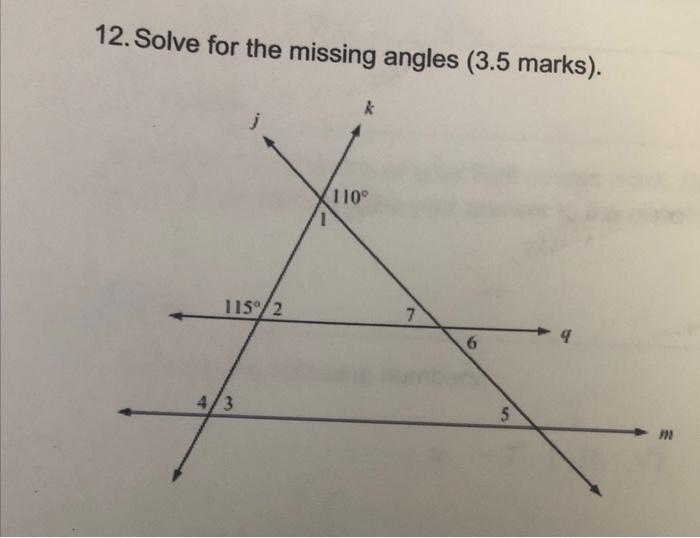 Solved 12. Solve for the missing angles ( 3.5 marks). | Chegg.com