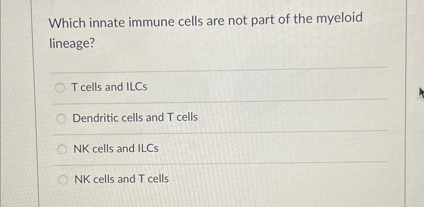 Solved Which innate immune cells are not part of the myeloid | Chegg.com