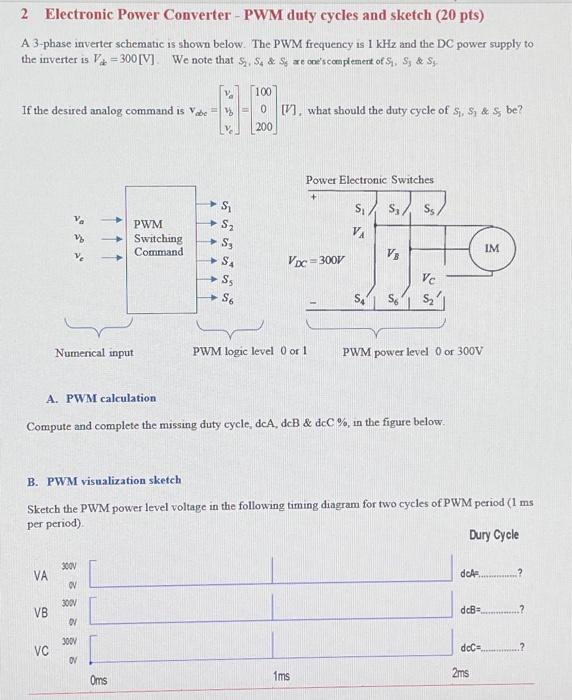 Solved 2 Electronic Power Converter-PWM duty cycles and | Chegg.com
