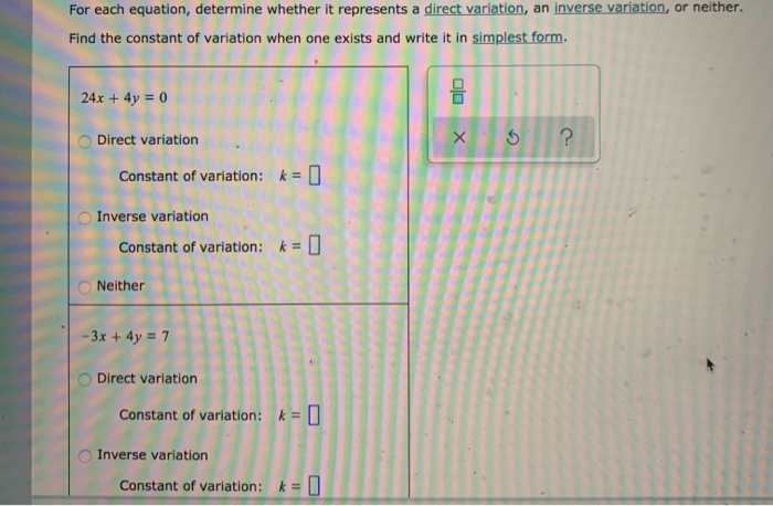 Solved For each equation, determine whether it represents a | Chegg.com