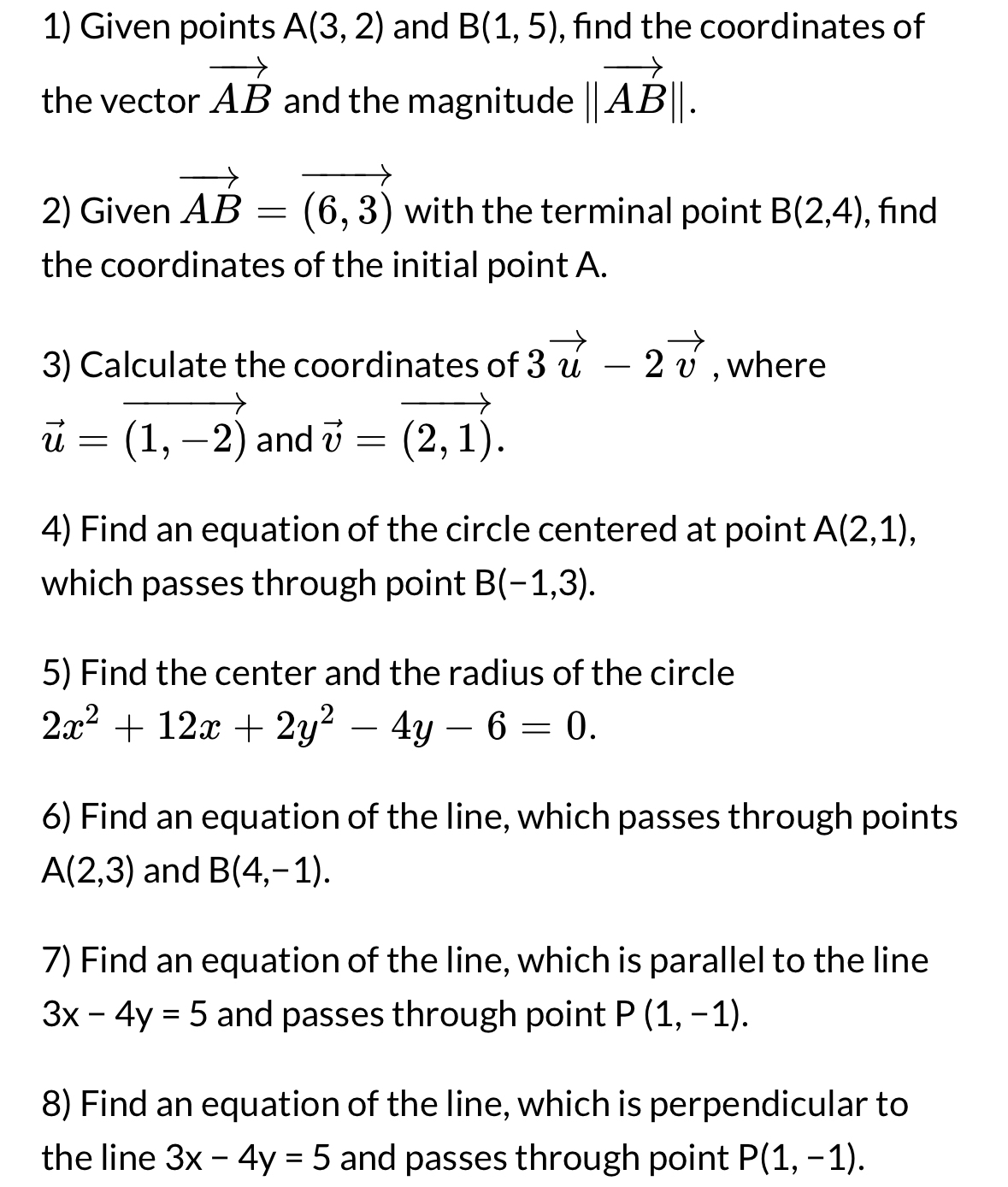 Solved Given points A(3,2) ﻿and B(1,5), ﻿find the | Chegg.com