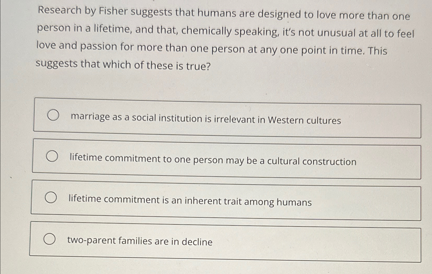 Solved Research by Fisher suggests that humans are designed | Chegg.com