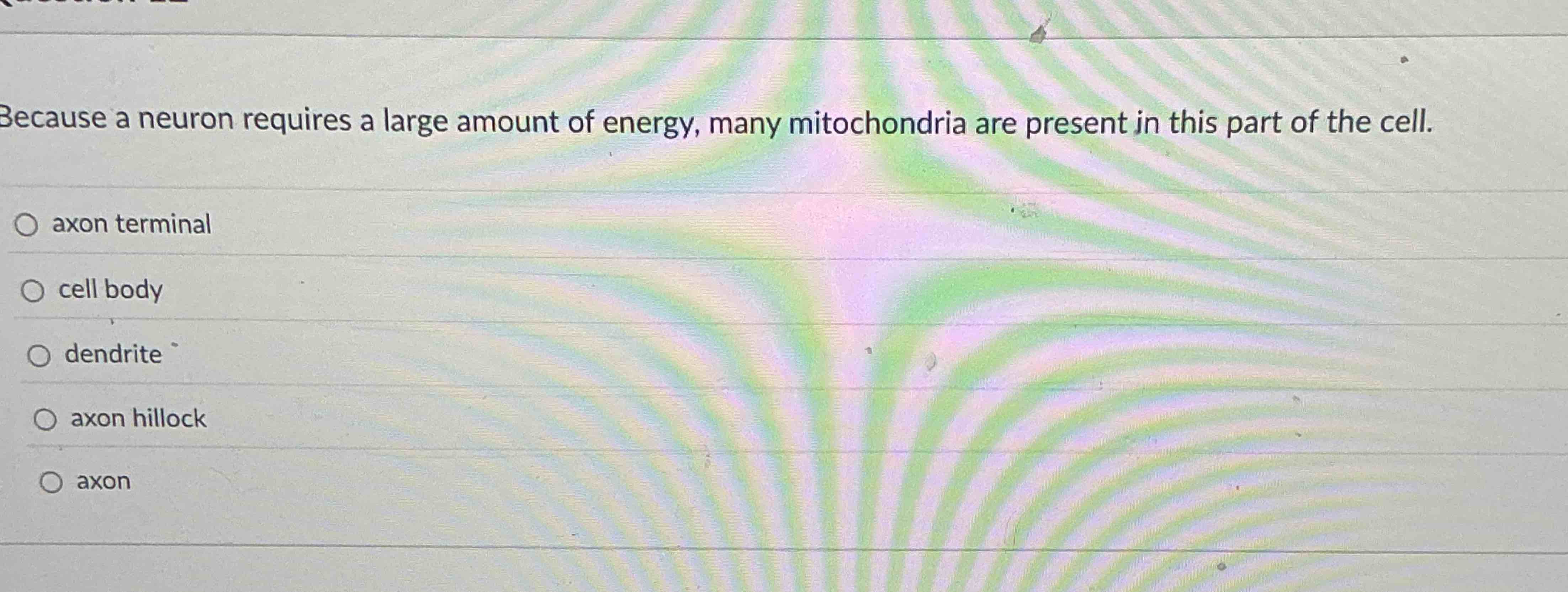 Solved Because a neuron requires a large amount of energy, | Chegg.com