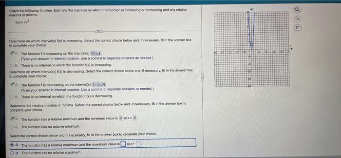 Solved Graph the following function. Estimate the intervals | Chegg.com