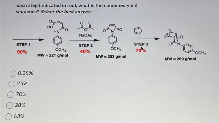 Solved Given the percent yield for each step (indicated in | Chegg.com