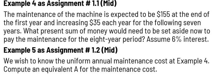 Solved Example 4 as Assignment # 1.1 The maintenance of the | Chegg.com