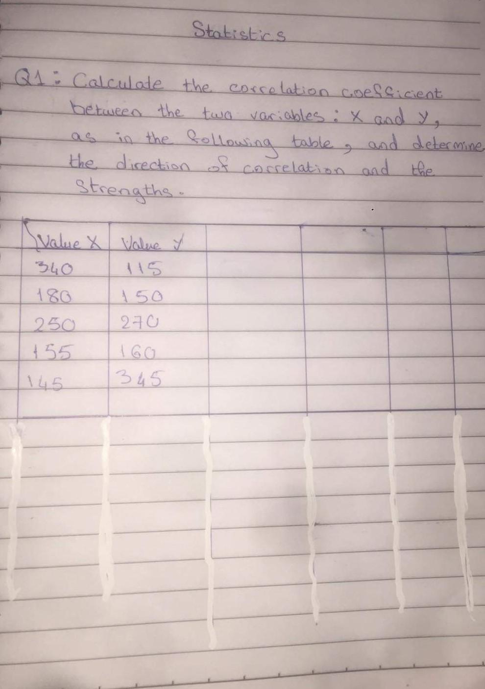 Solved Statistics Q1 . Calculate the correlation coefficient | Chegg.com