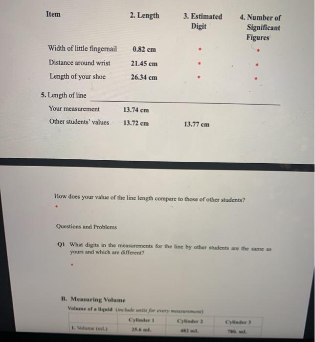 Solved Item 2. Length 3. Estimated Digit 4. Number of | Chegg.com