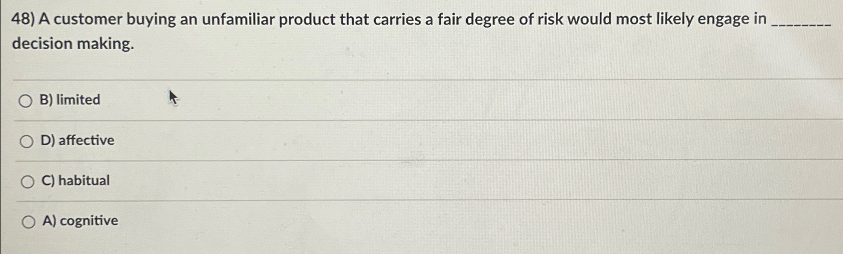 Solved A customer buying an unfamiliar product that carries | Chegg.com