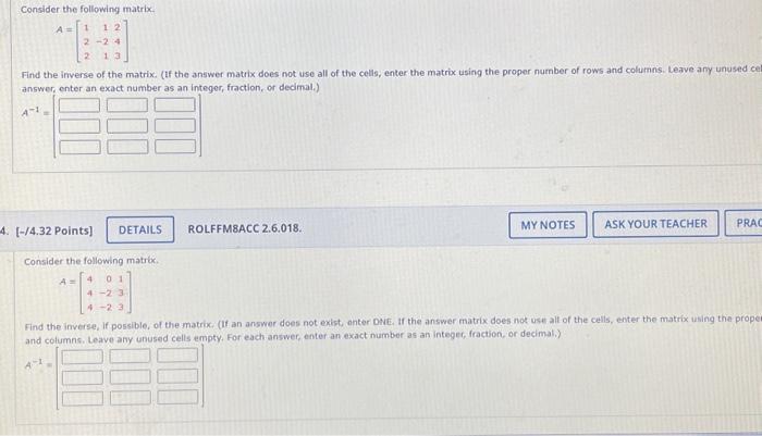 Solved Consider the following matrix. A=[61123] Find the | Chegg.com