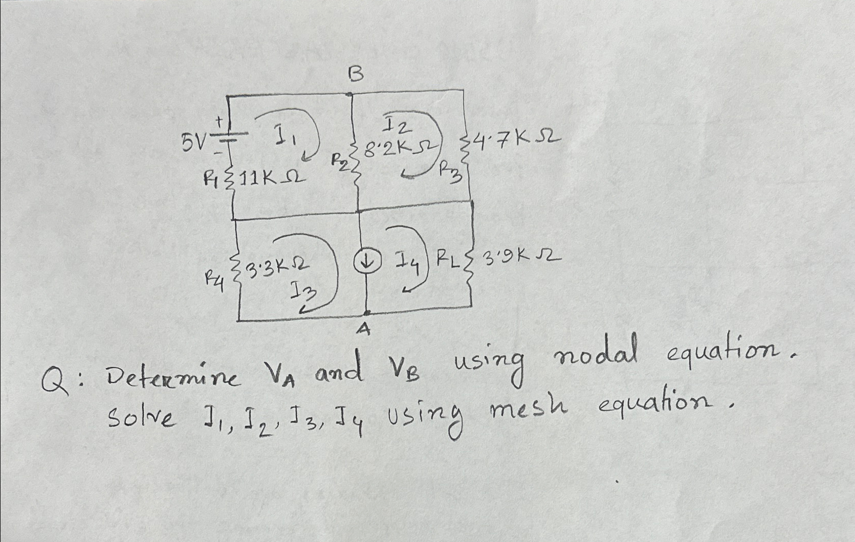 Q ﻿: Determine VA ﻿and VB ﻿using nodal equation. | Chegg.com
