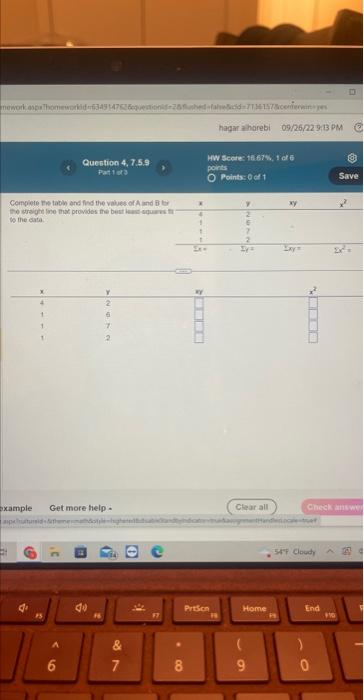 Compiote Fis tabm and ferd the values of A and 7 ta | Chegg.com