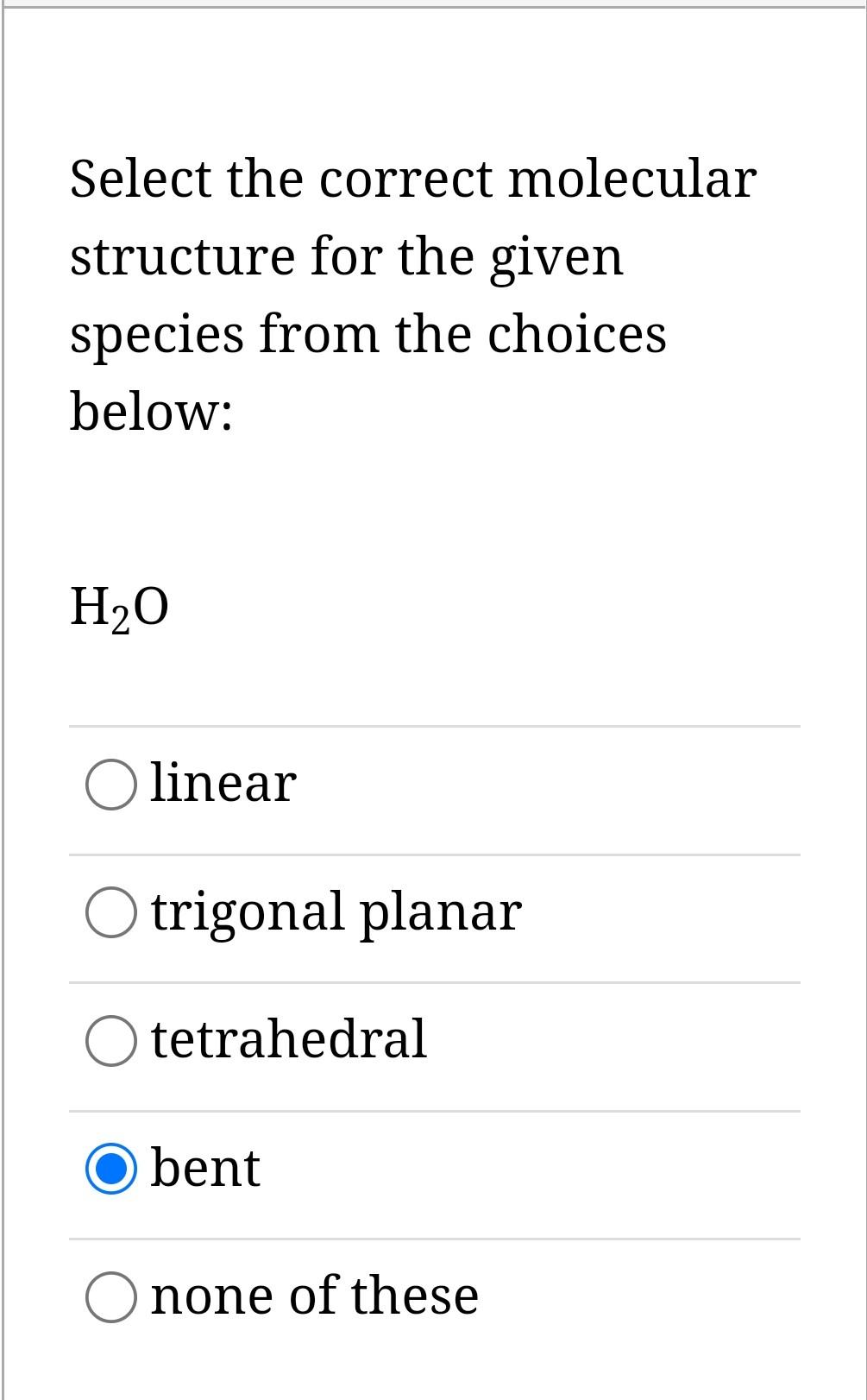 Solved Select The Correct Molecular Structure For The Given