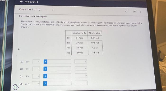 Solved The table that follows lists four pairs of initial | Chegg.com