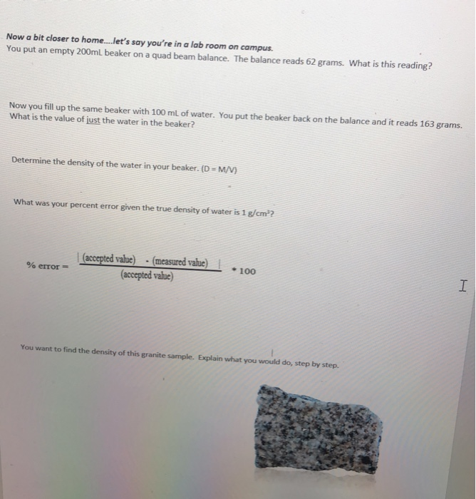 Solved Now you fill up the same beaker with 100 mL of water. | Chegg.com