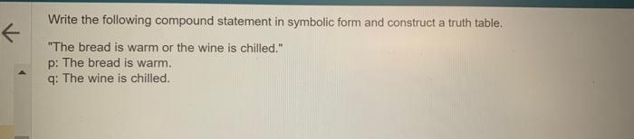Solved Write the following compound statement in symbolic | Chegg.com