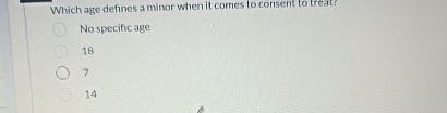 Solved Which age defines a minor when it comes to consent to | Chegg.com