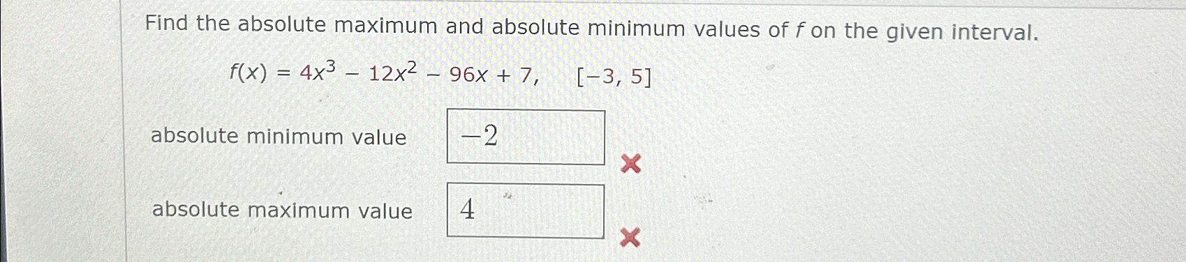 Solved Find the absolute maximum and absolute minimum values | Chegg.com