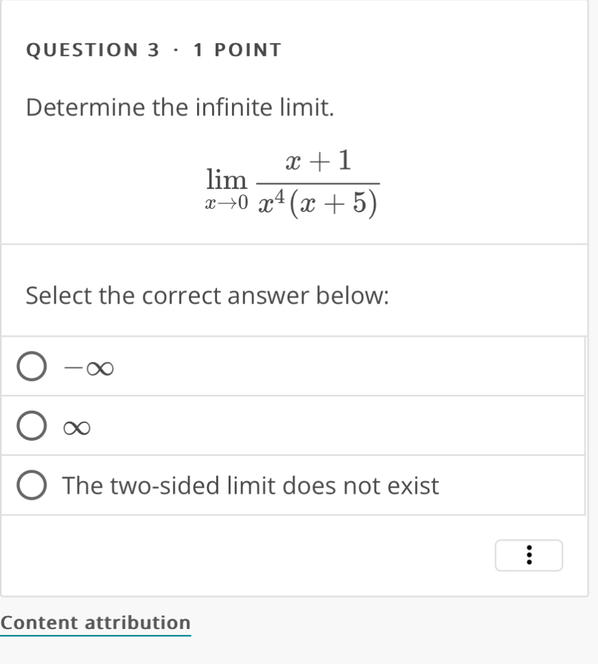 Solved QUESTION 3 - 1 ﻿POINTDetermine the infinite | Chegg.com