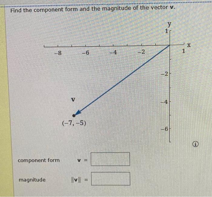 Solved Find the component form and the magnitude of the | Chegg.com