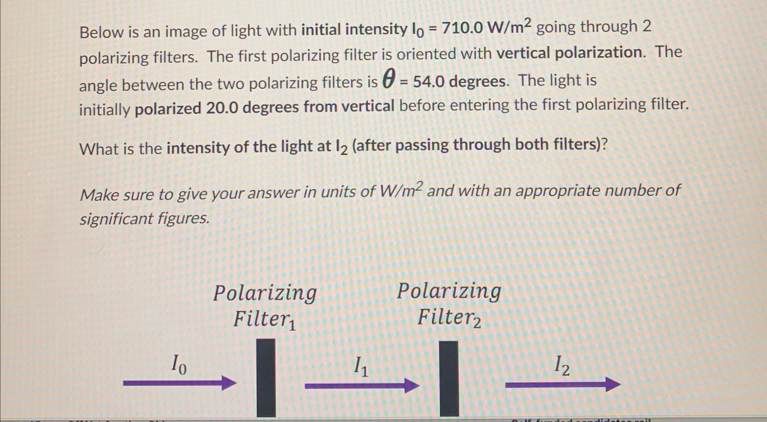 Solved Below is an image of light with initial intensity | Chegg.com