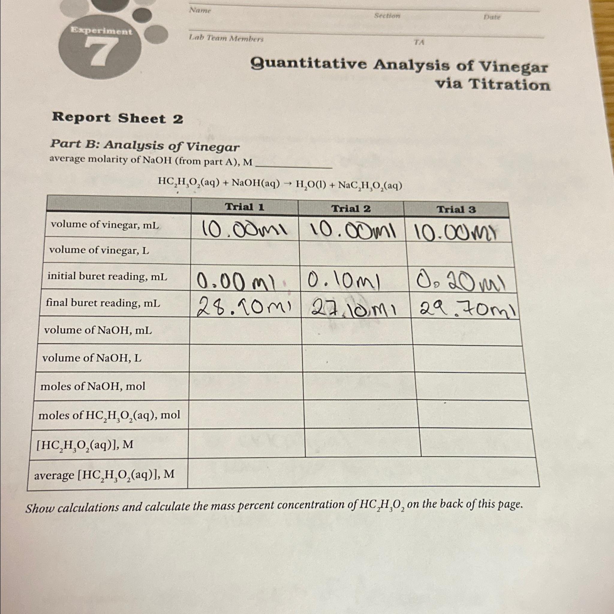 Solved NameSectionDateLab Team MembersQuantitative Analysis | Chegg.com