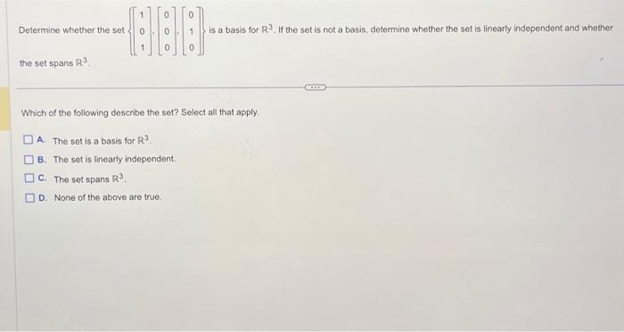 Solved Determine whether the set | Chegg.com