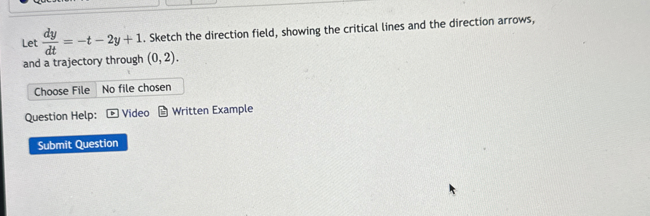 Solved Let dydt=-t-2y+1. ﻿Sketch the direction field, | Chegg.com