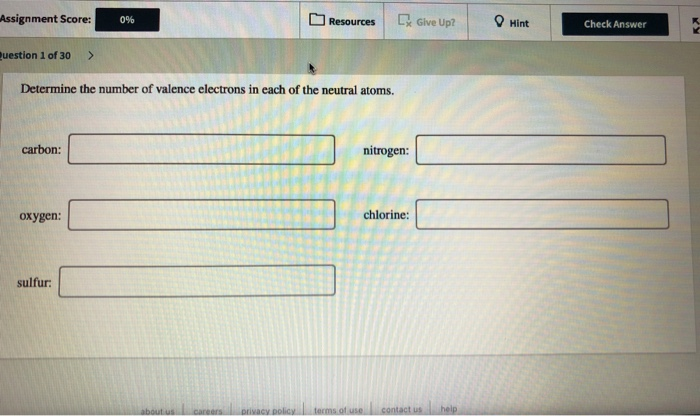 Solved Determine the number of valance electrons in each of | Chegg.com