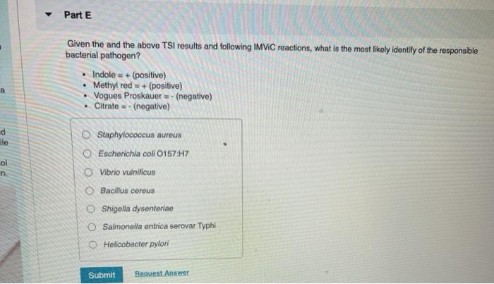Solved Part E Given the and the above TSI results and | Chegg.com