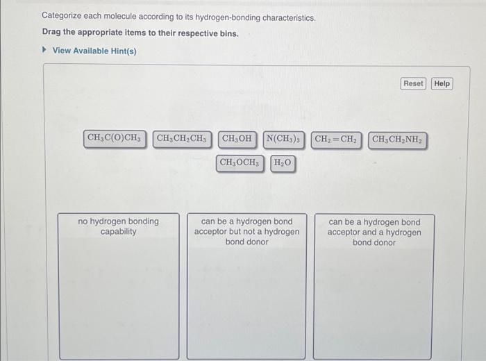 Solved Categorize each molecule according to its | Chegg.com