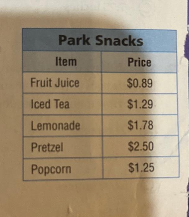 Solved 26. The prices for different beverages and snacks at | Chegg.com