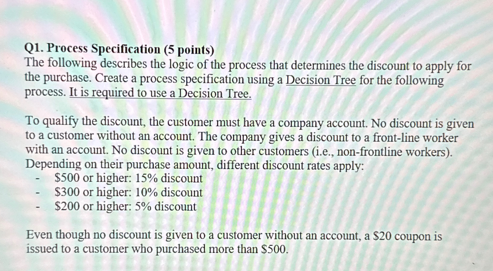 Solved Q1. ﻿Process Specification (5 ﻿points)The following | Chegg.com