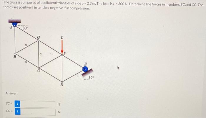 Solved The truss is composed of equilateral triangles of | Chegg.com