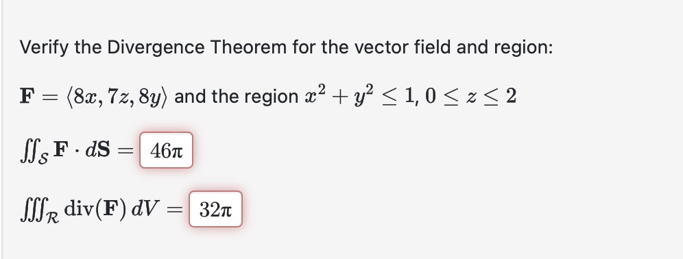 Solved Verify the Divergence Theorem for the vector field | Chegg.com